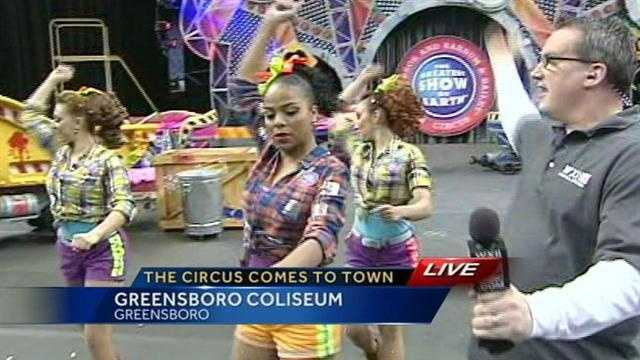 Brian Slocum dances with the circus in Greensboro