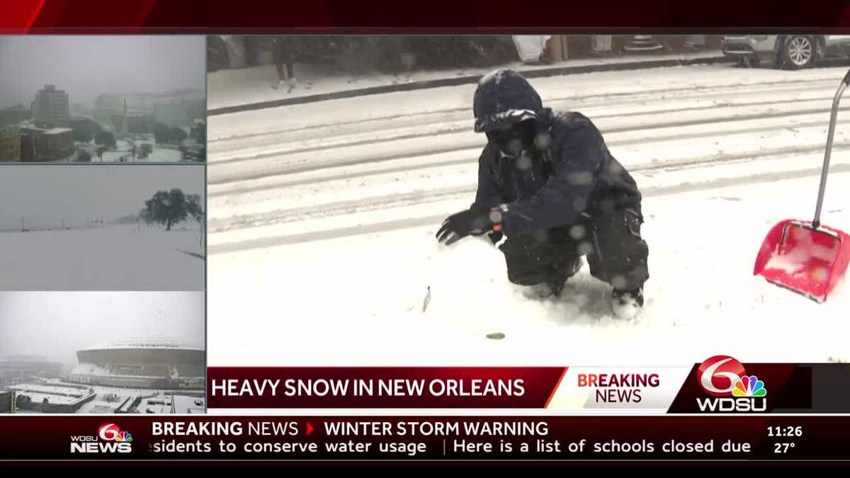New Orleanians make their first snowman ever amid Sneaux Day 2025