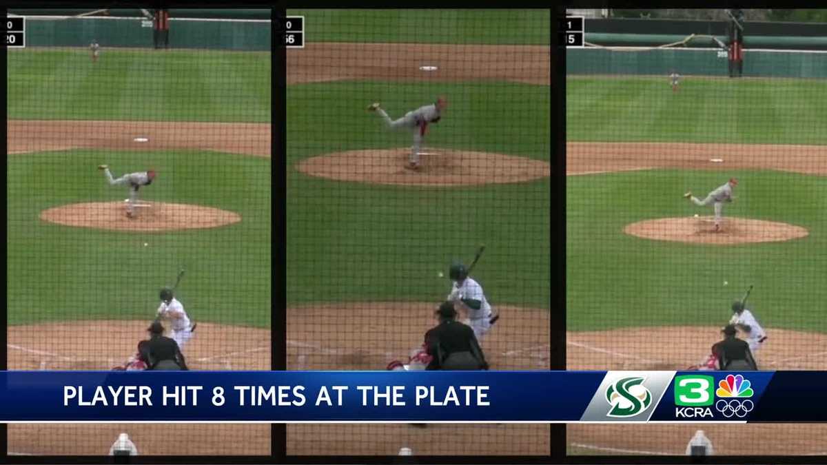 Sac State baseball player hit by 8 pitches in 9 plate appearances