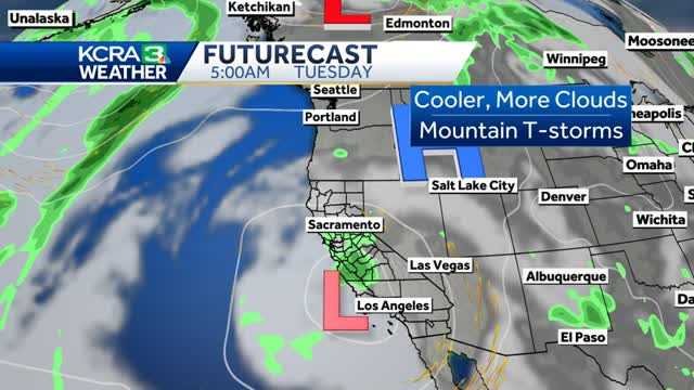 Warm weather in the Valley while T-storms pop-up in the Sierra