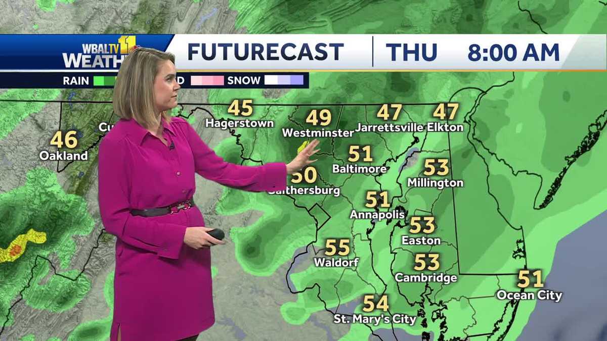 Warm, wet, and windy weather Thursday in Maryland