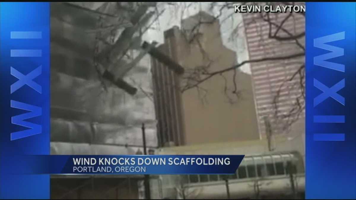 High winds in Oregon cause scaffolding to collapse