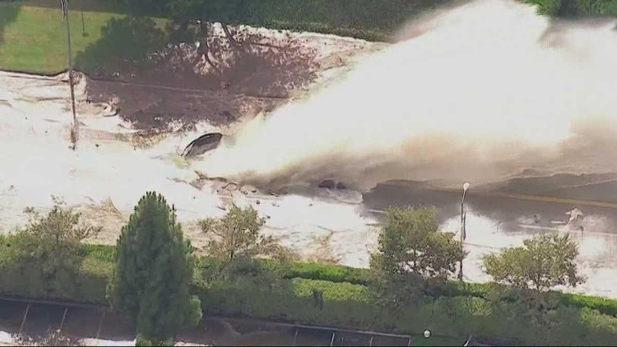 Major water main break floods streets near UCLA