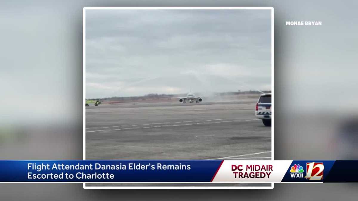 Remains of fallen Charlotte flight attendant Danasia Elder escorted by ...
