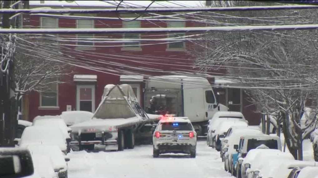 Snow covering side streets in Pittsburgh