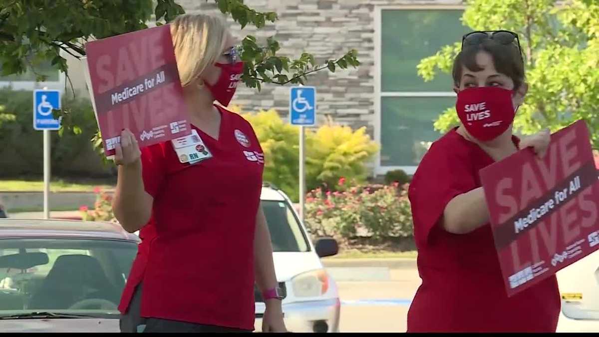 Nurses protest outside Research Medical Center calling for more PPE