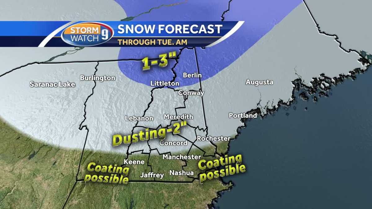 Up to 3 inches of snow possible in northern NH