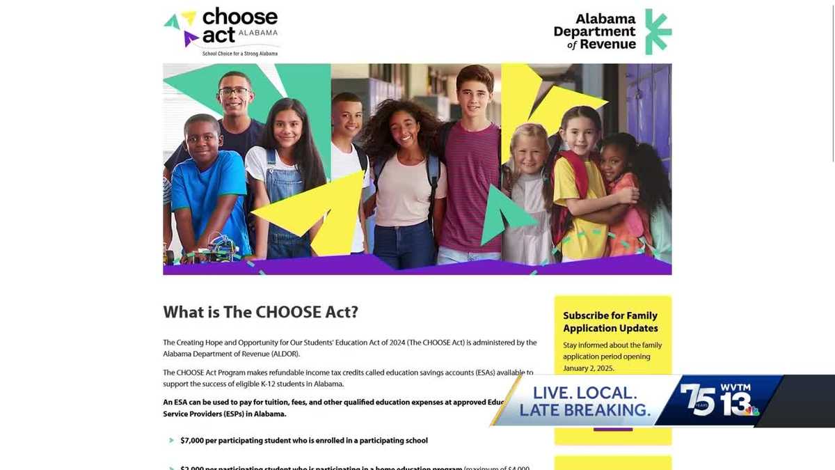 Alabama CHOOSE Act applications now open