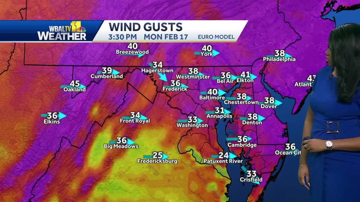 Wind gusts around 40 mph through afternoon