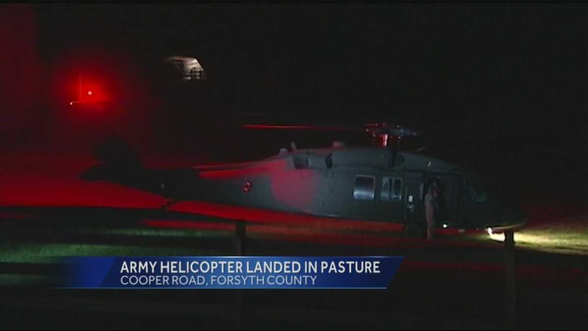 Army helicopter lands in Clemmons pasture
