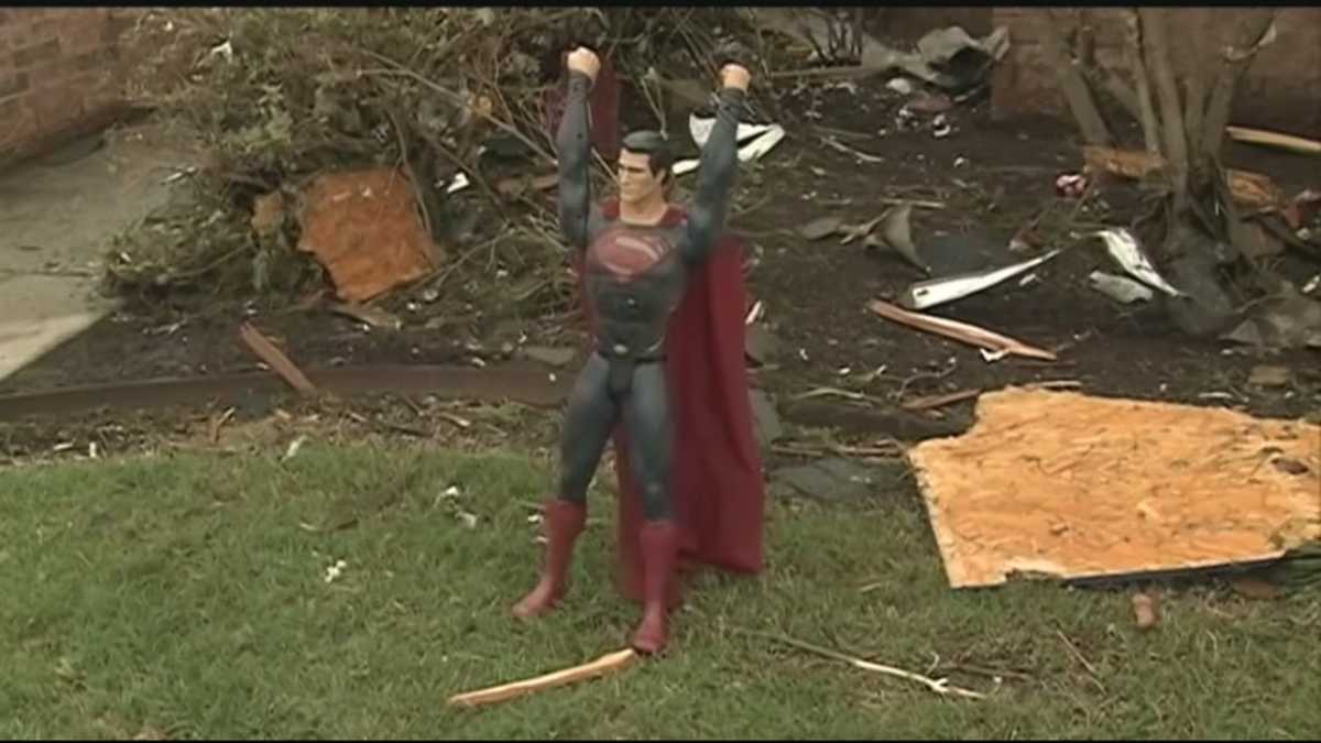 Superman statue found amongst tornado debris becomes symbol of hope
