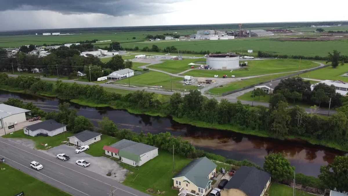 Raceland oil spill seen on drone footage