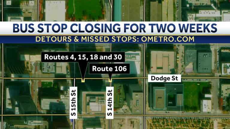 Omaha Metro bus stop closing for about 2 weeks