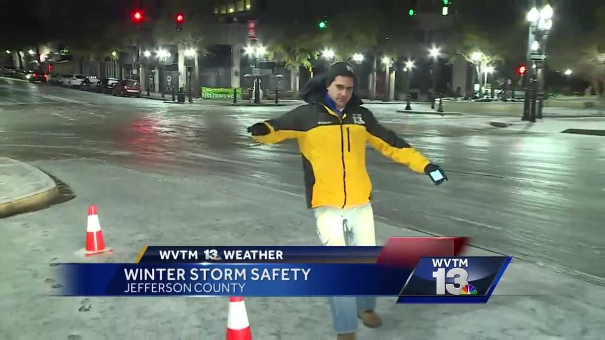 WVTM 13 reporter falls victim to icy conditions
