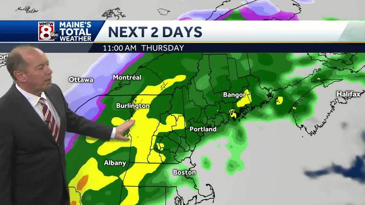 A warm and wet day with gusty winds this afternoon