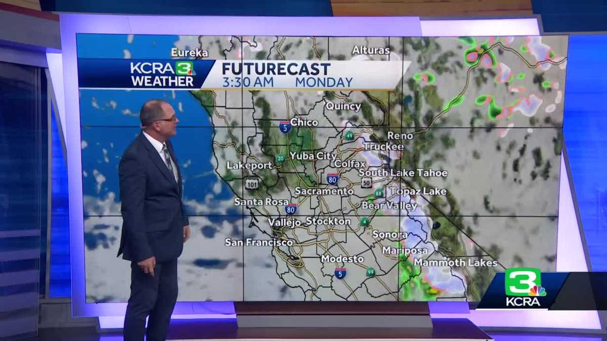 Timeline for Sacramento rain and Tahoe snow on Sunday