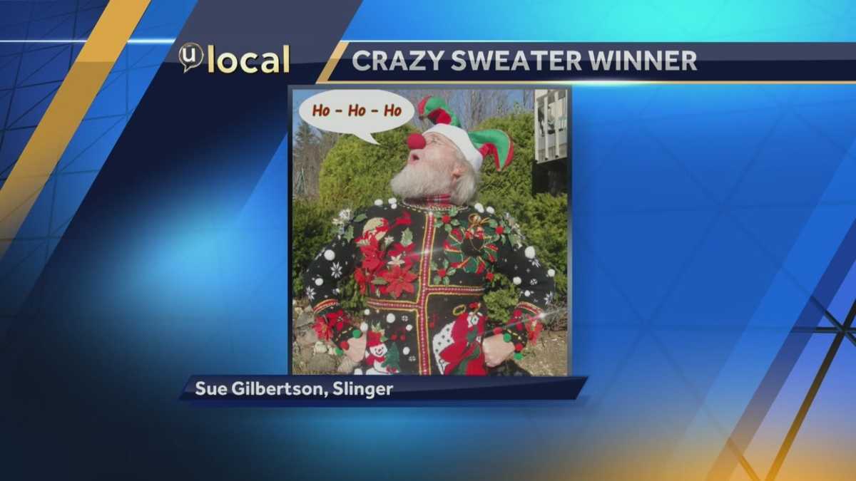 Sue GIlbertson wins Goodwill Crazy Sweater contest