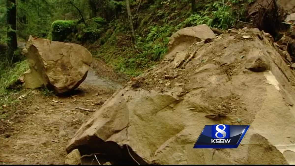 Big boulders slide down Boulder Creek cliff