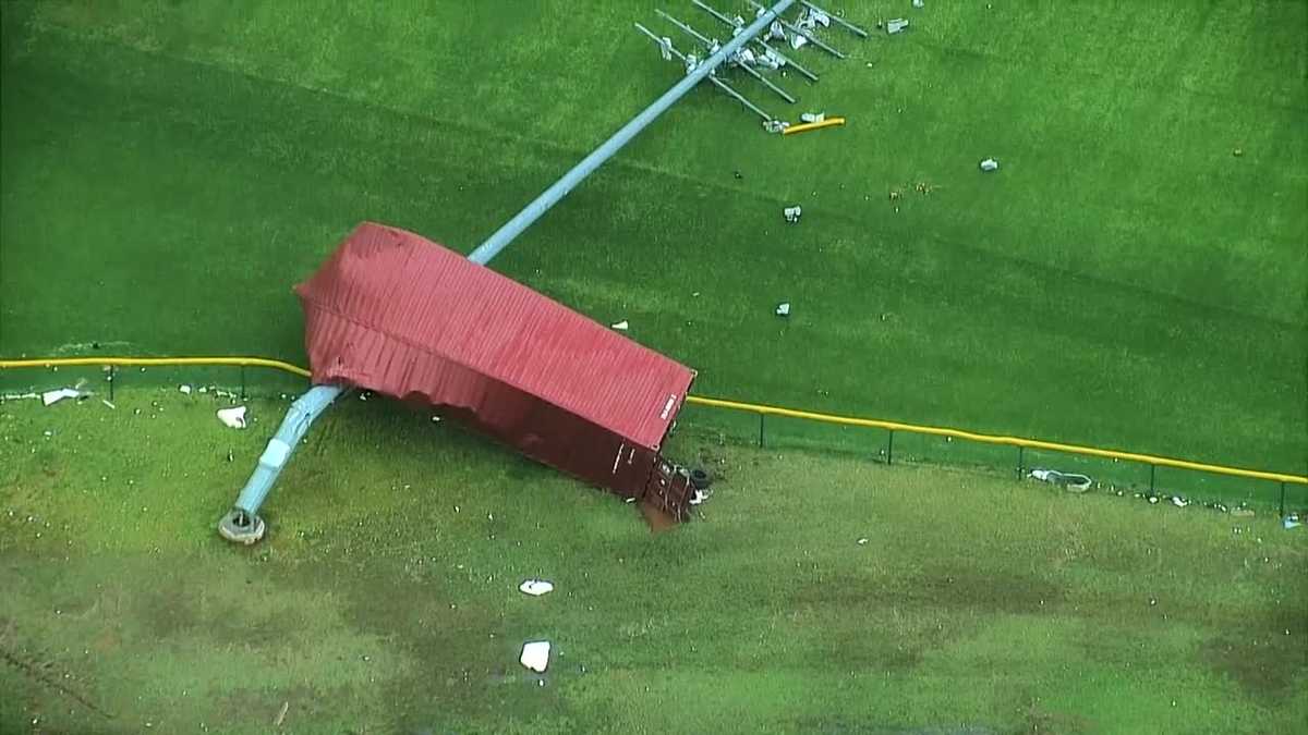 Oklahoma Tornado: Sky 5 shows storm damage at OBU baseball field