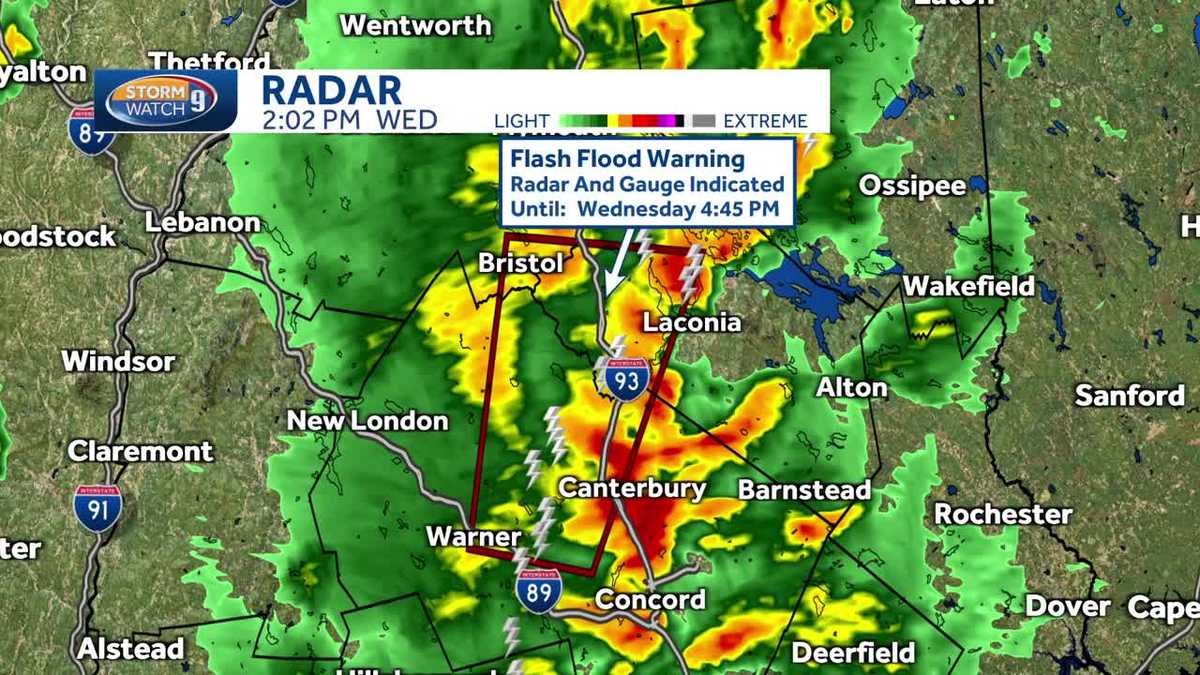 Video: Flash flood warning issued in New Hampshire as line of showers ...