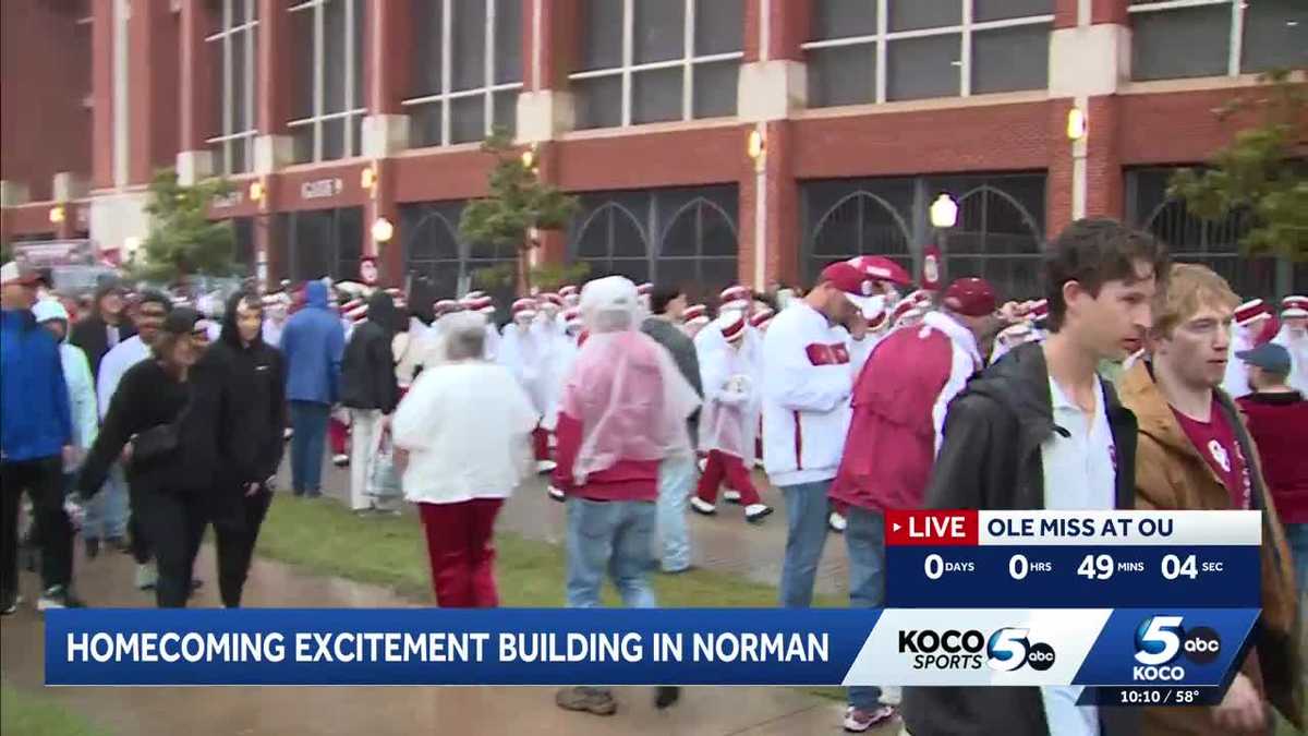 Sooner fans pack OU campus for homecoming game amid rain