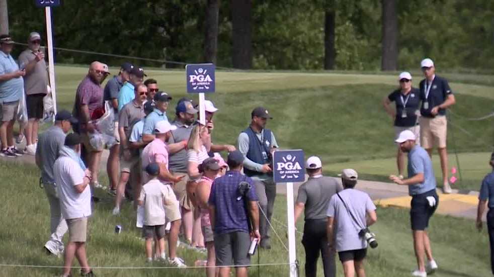 Young fans collect golf balls, autographs during PGA Championship practice