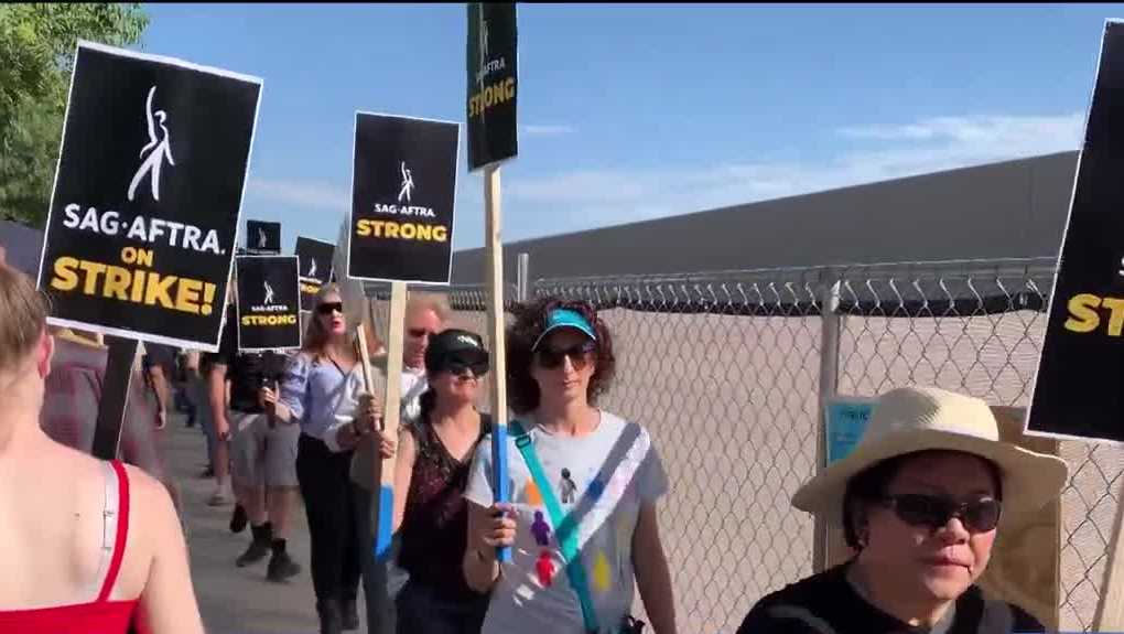 SAG-AFTRA union members rally outside Netflix Studios