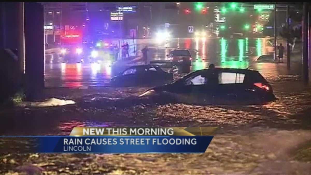 Rain causes street flooding in Lincoln