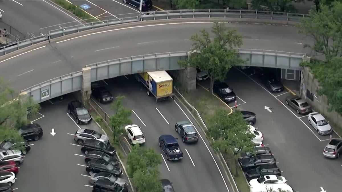 Storrowed: Truck wedged under ramp on Boston's Storrow Drive
