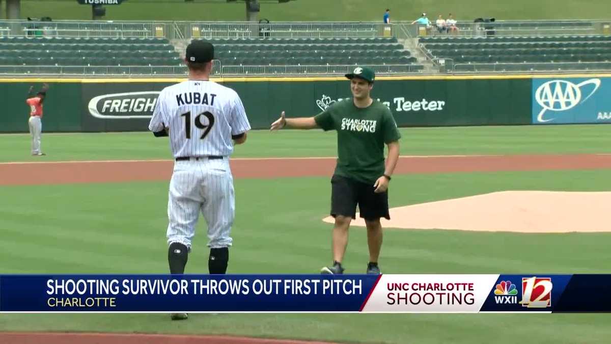 UNCC shooting survivor throws first pitch