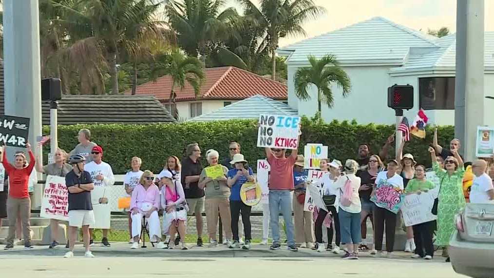 Protesters, counter-protesters clash near Mar-a-Lago over Trump policies