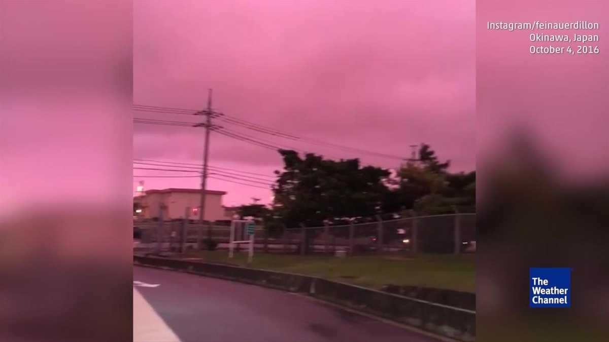 Pink Skies Ahead of Super Typhoon Chaba in Okinawa