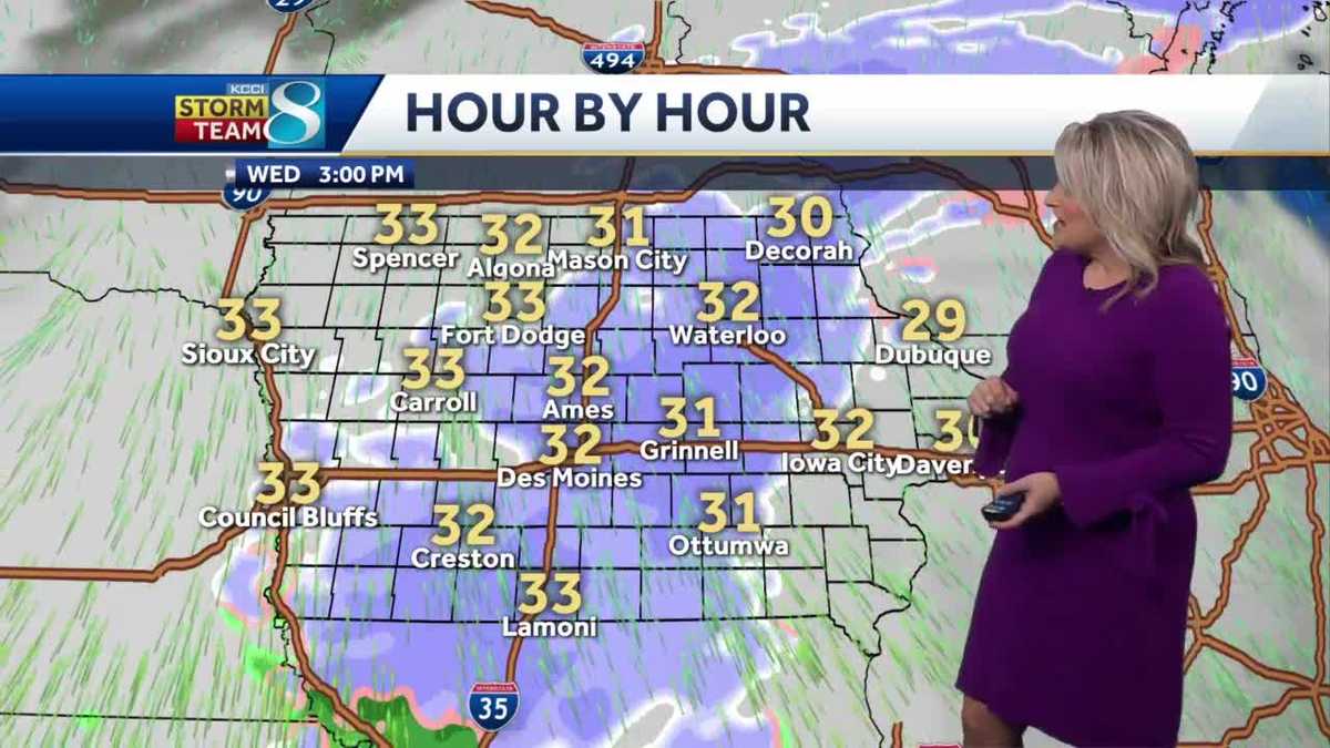 Wintry mix moving through Iowa Wednesday