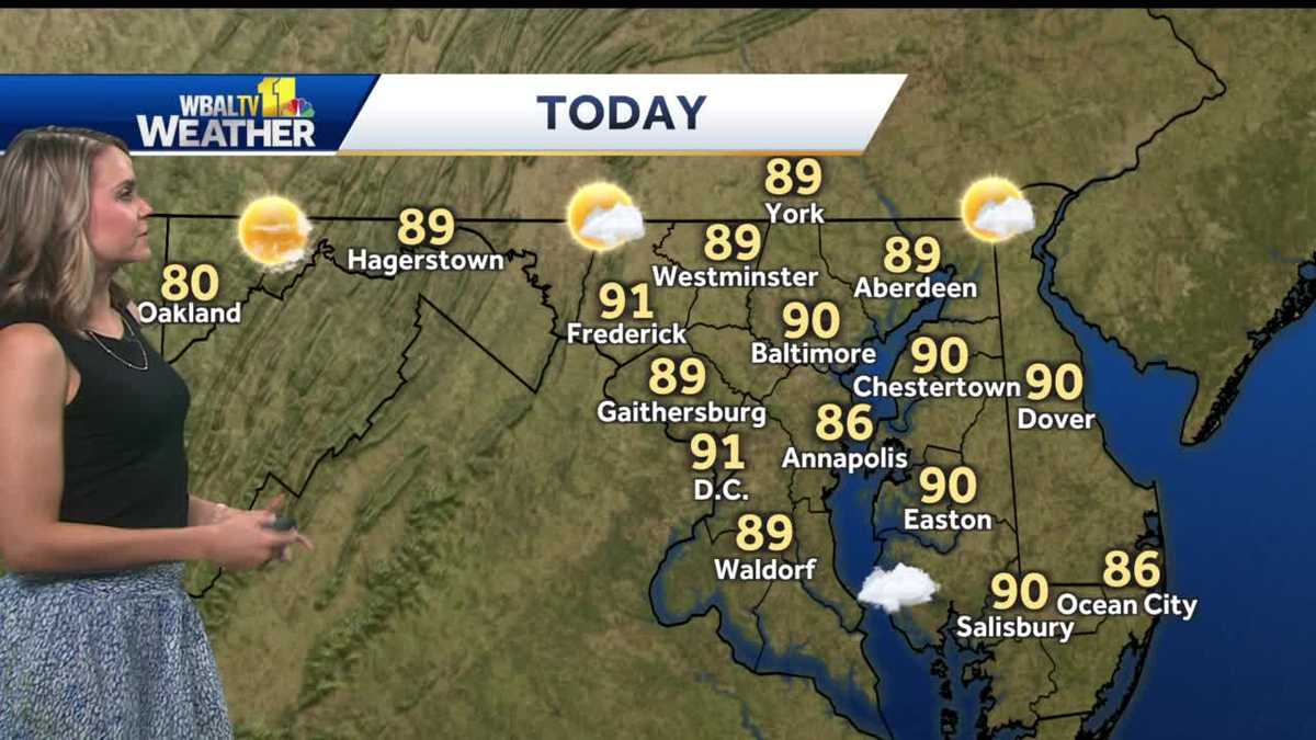 Partly cloudy in Maryland as heat and humidity increase