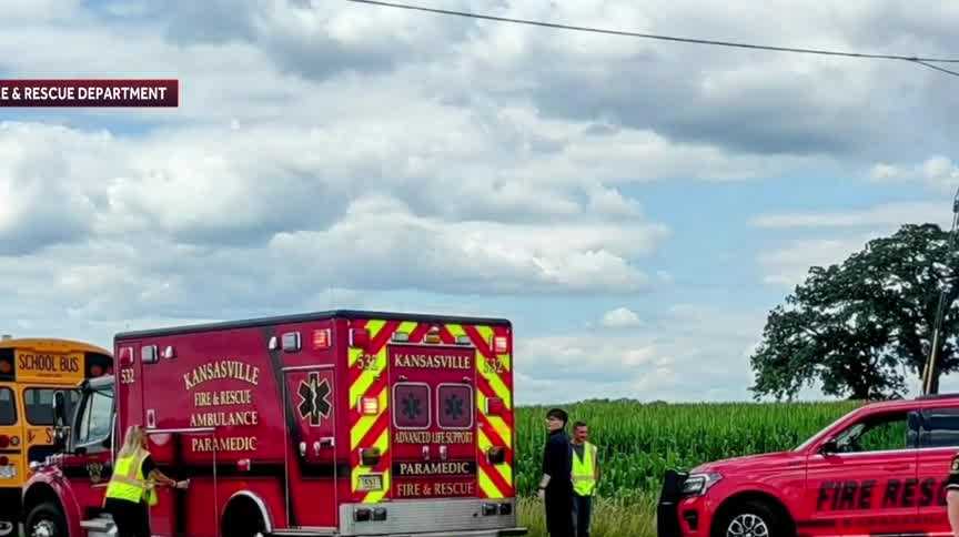 10 children, 1 adult hospitalized after school bus crash in Racine County