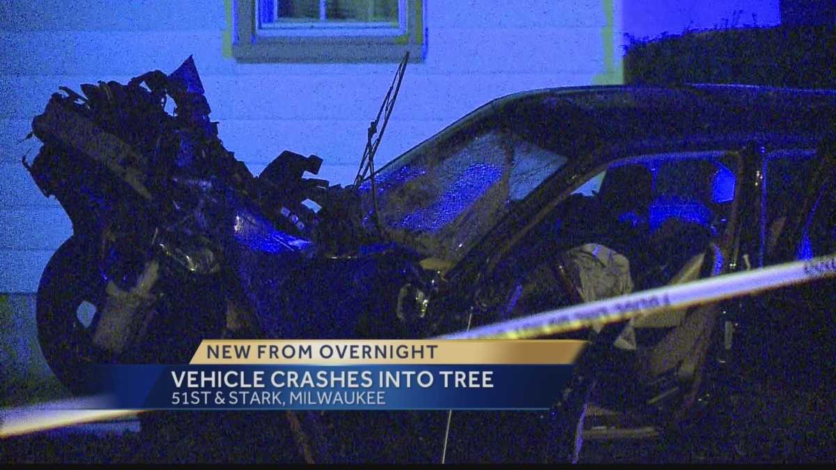 Car hits tree, nearly goes through front door