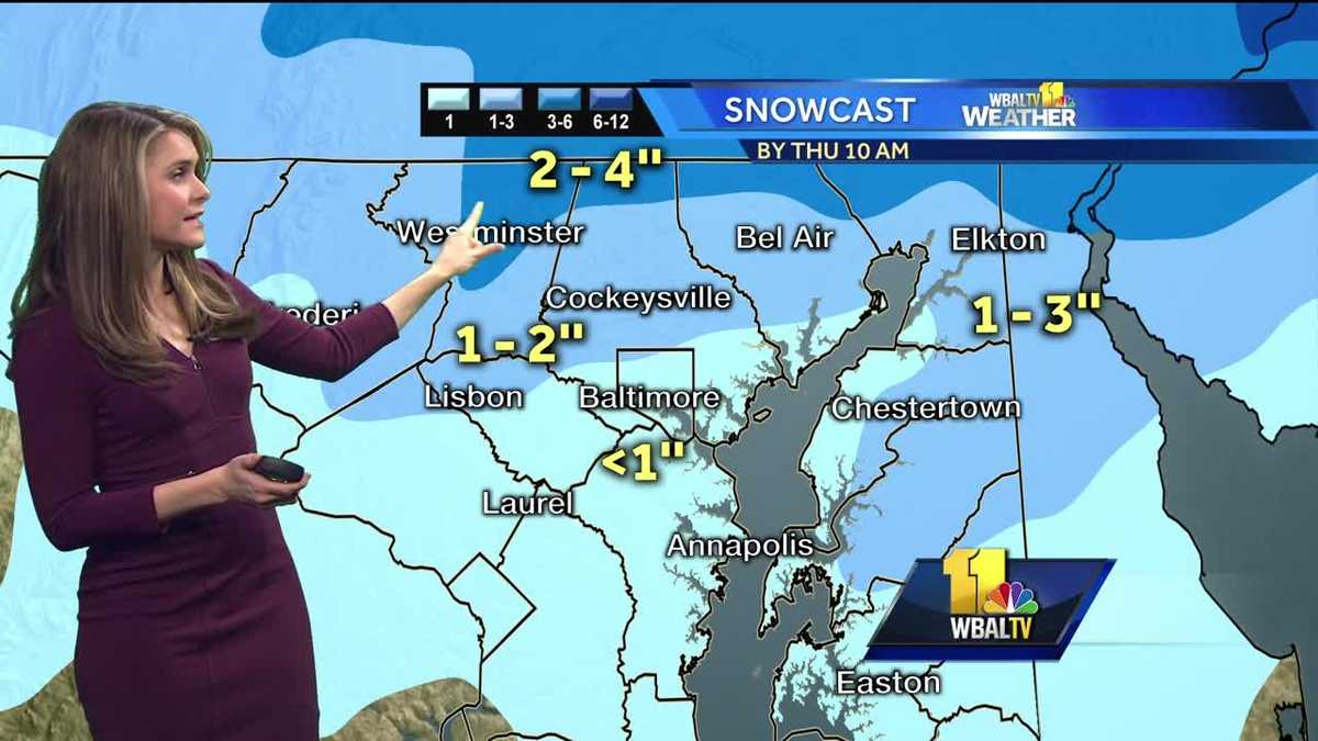 Winter weather arrives in Baltimore area