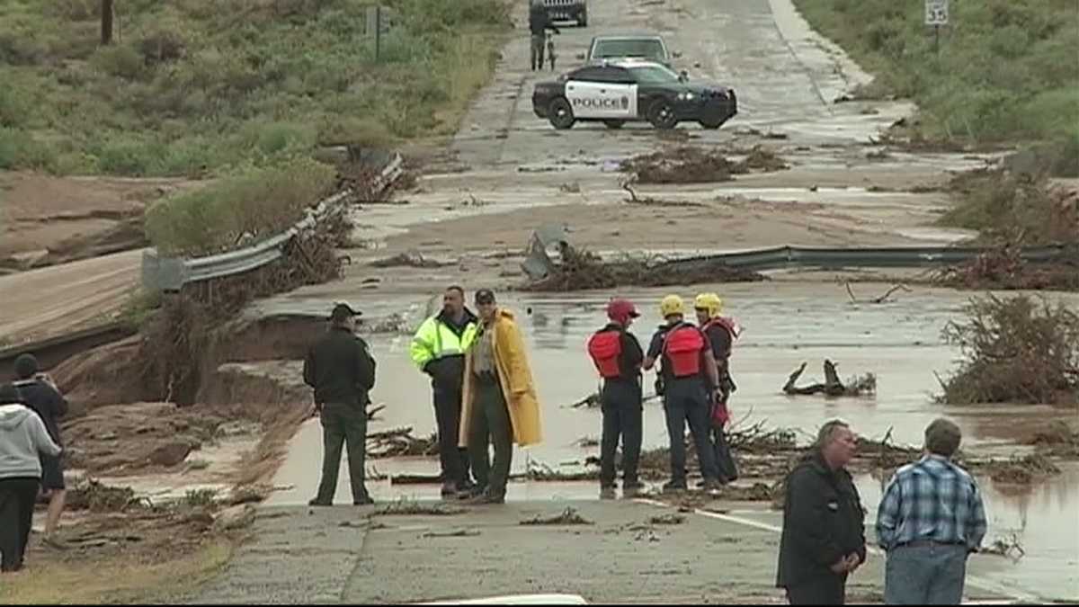 Bridge washed away in Rio Rancho, N.M.