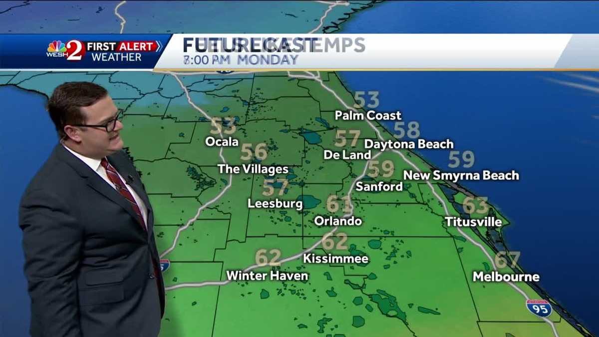Temperatures in the 60s Monday