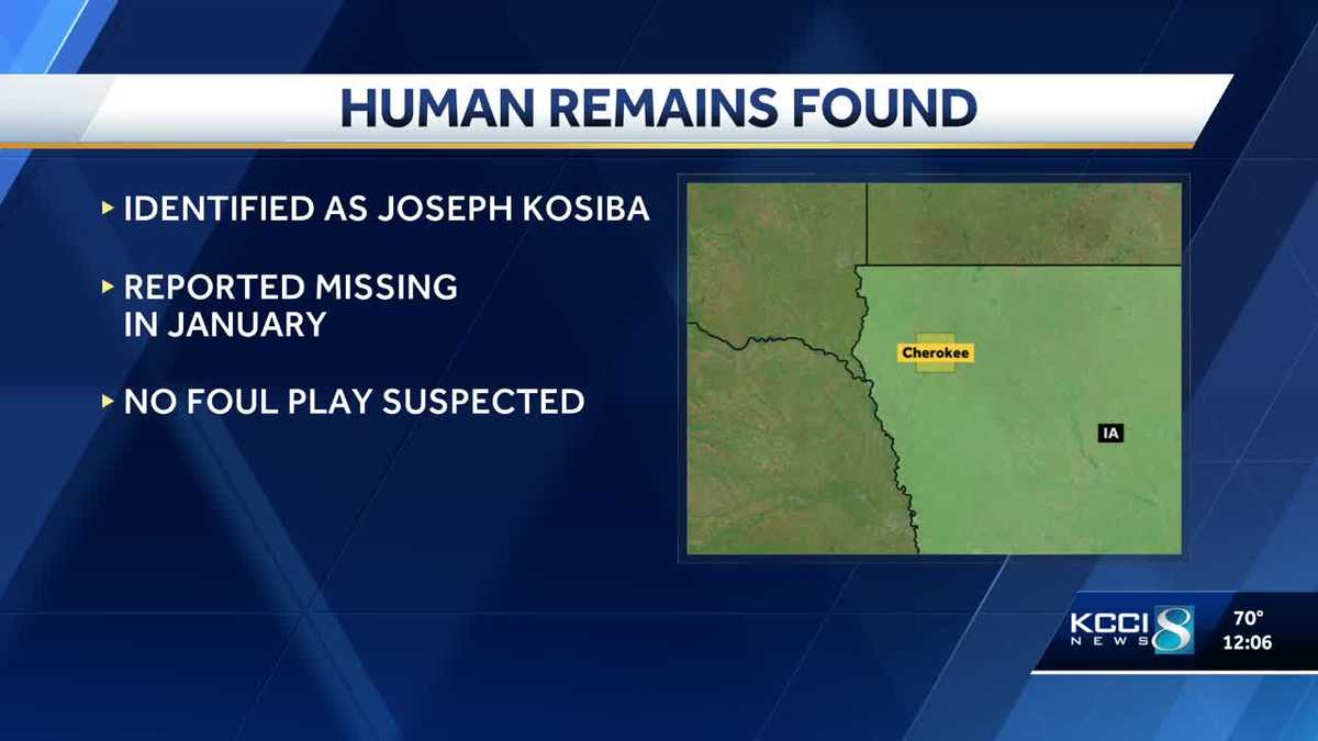 Body of missing man found in field near Cherokee, Iowa