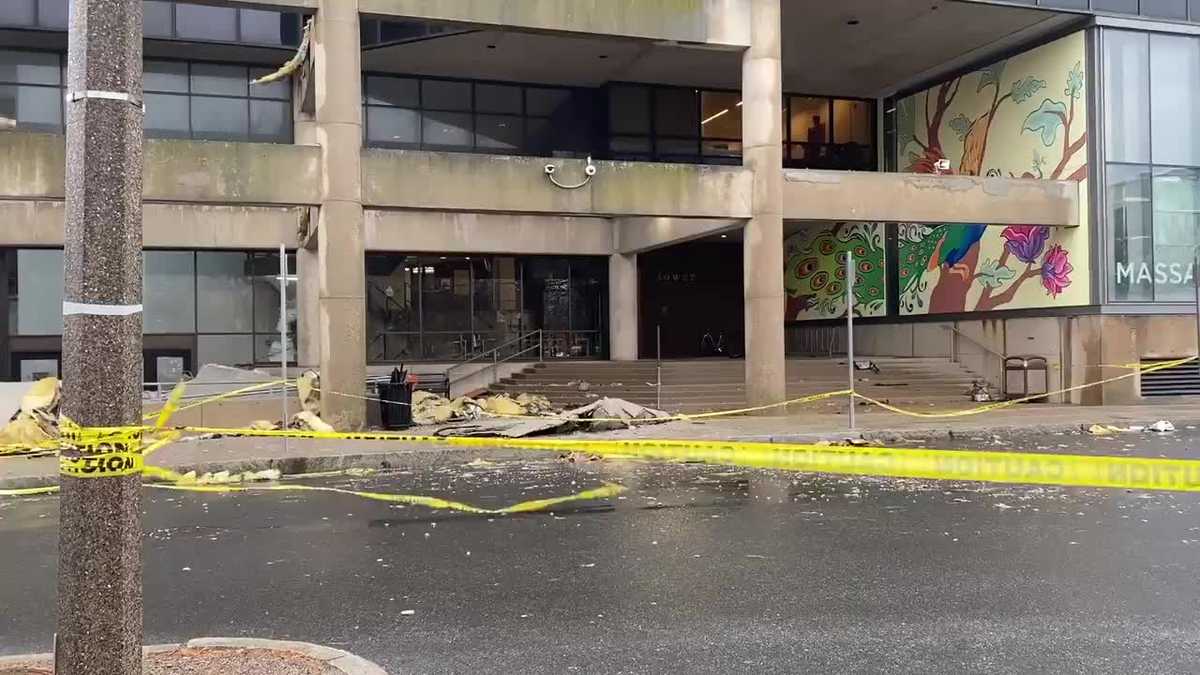 Debris falls from MassArt building on Huntington Ave. in Boston
