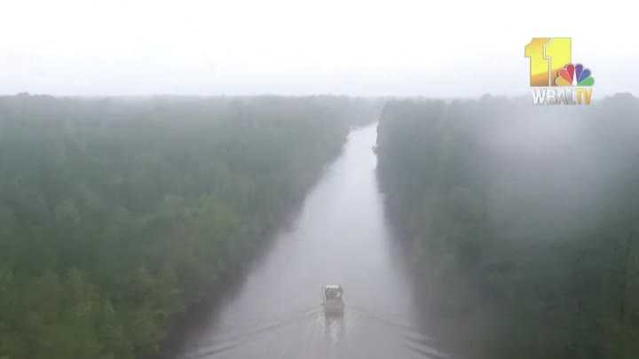 Drone video shows extensive flooding in NC