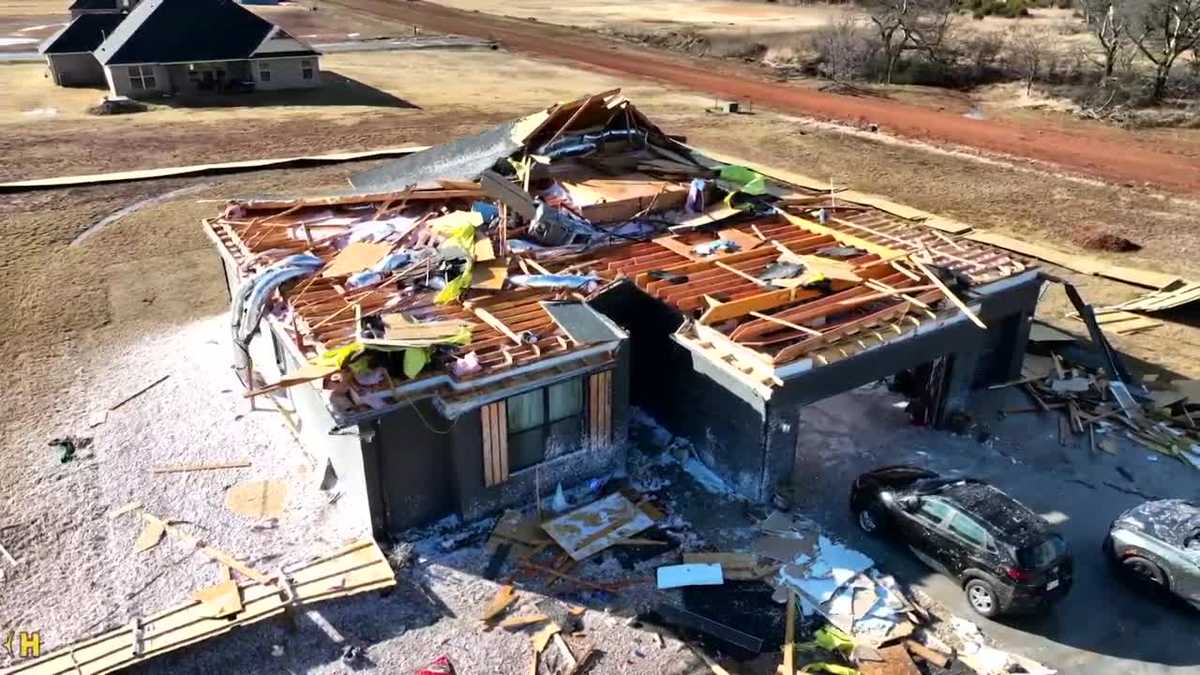Purcell, Oklahoma tornado: Drone 5 shows damage to destroyed home