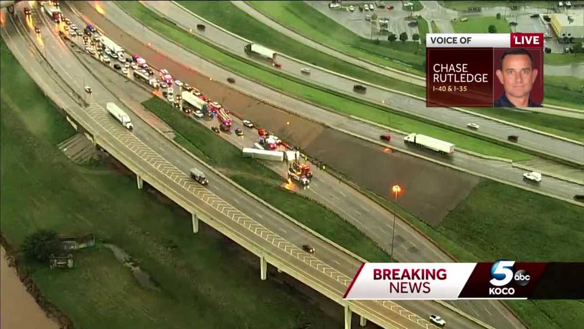 I-40 EB reopens at I-35 in Oklahoma City after overturned semitruck causes traffic backup