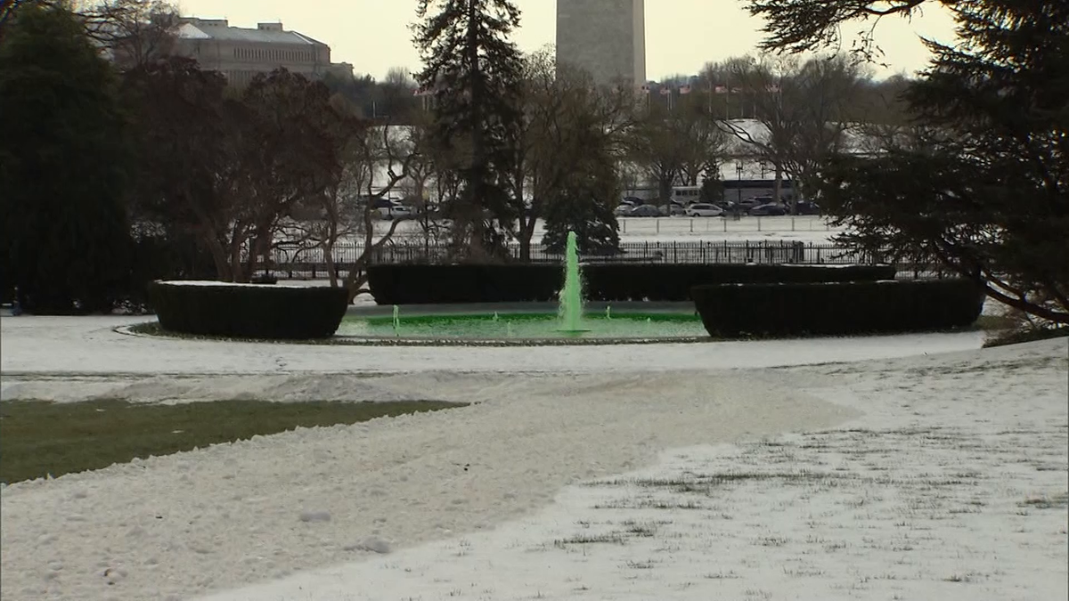 White House celebrates St. Patrick's Day with green fountain