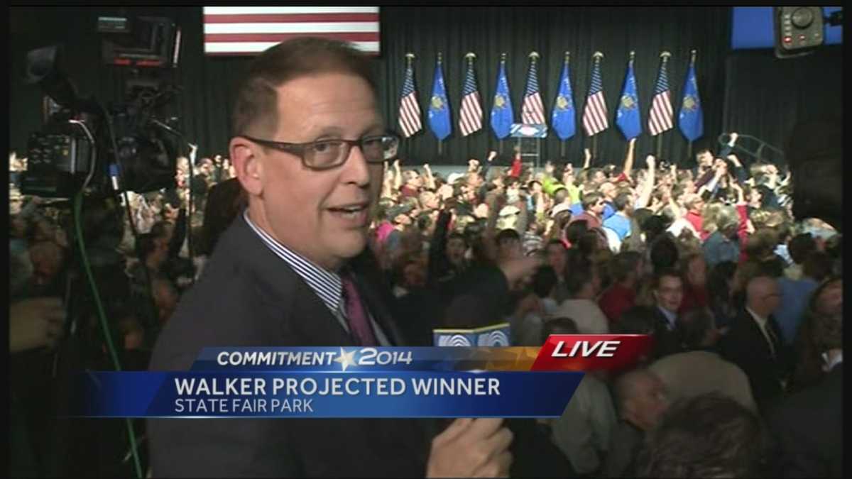 AP predicts Walker as winner, crowd at party reacts