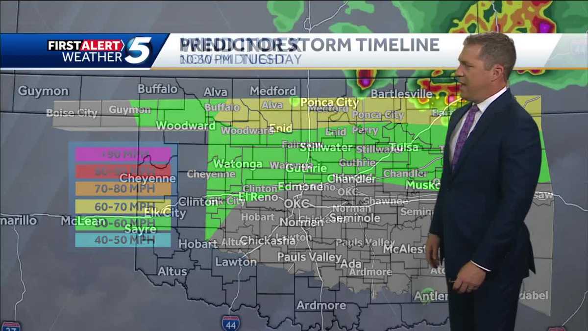 TIMELINE: Storms moving in out of Kansas into Northern Oklahoma tonight