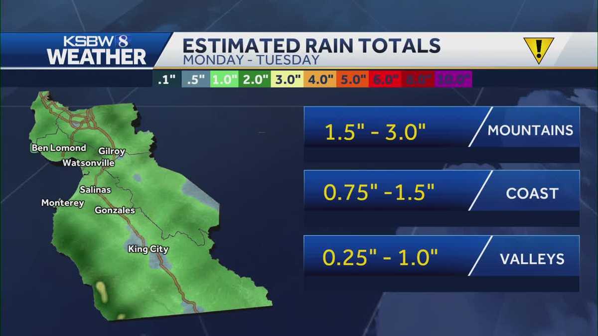 Central Coast expecting widespread wetting rain into Tuesday