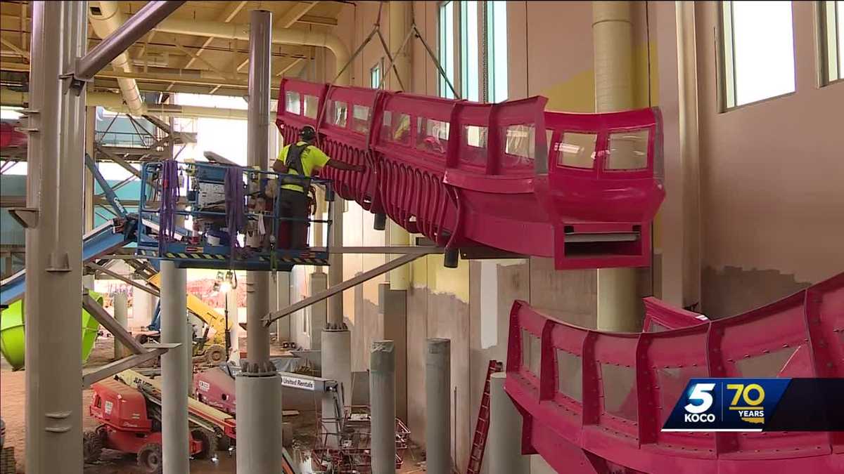 OKANA Resort installing slides for indoor water park