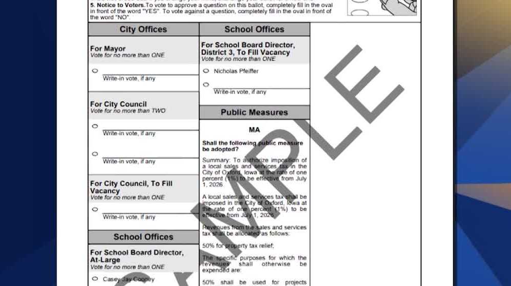 Oxford, Iowa elections contain no official candidates